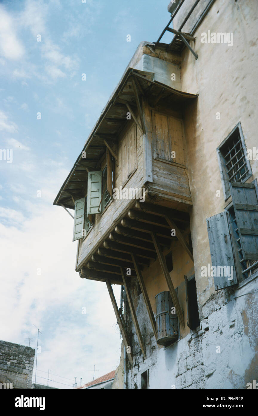Ottoman window overhanging lower stories, Tripoli, Lebanon Stock Photo ...