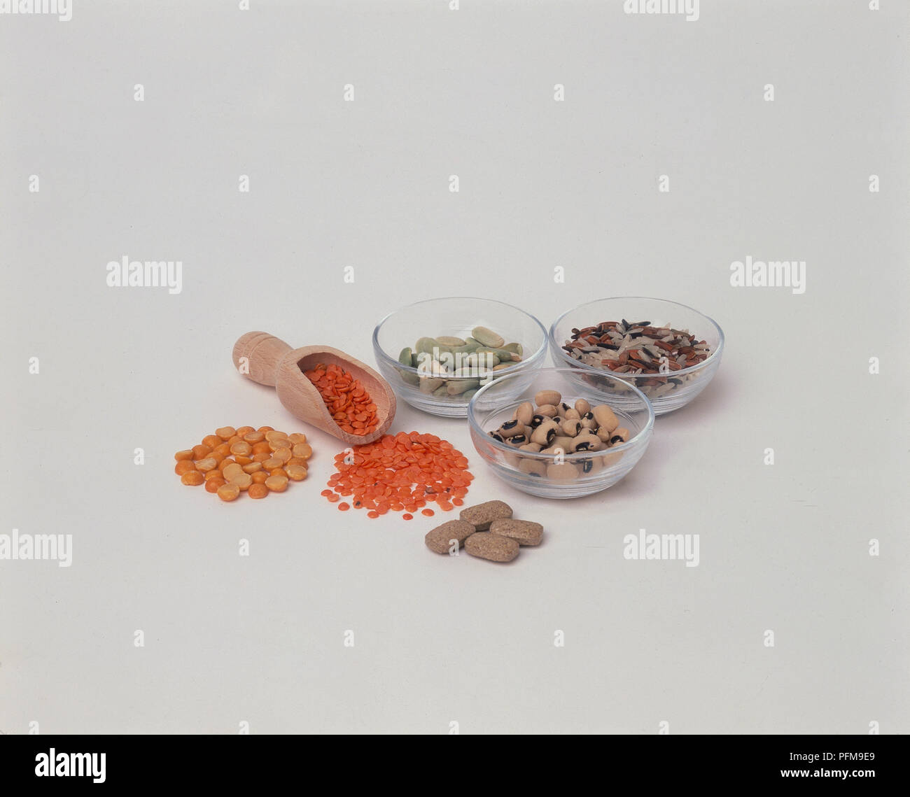 Selection of dried pulses, side view Stock Photo - Alamy