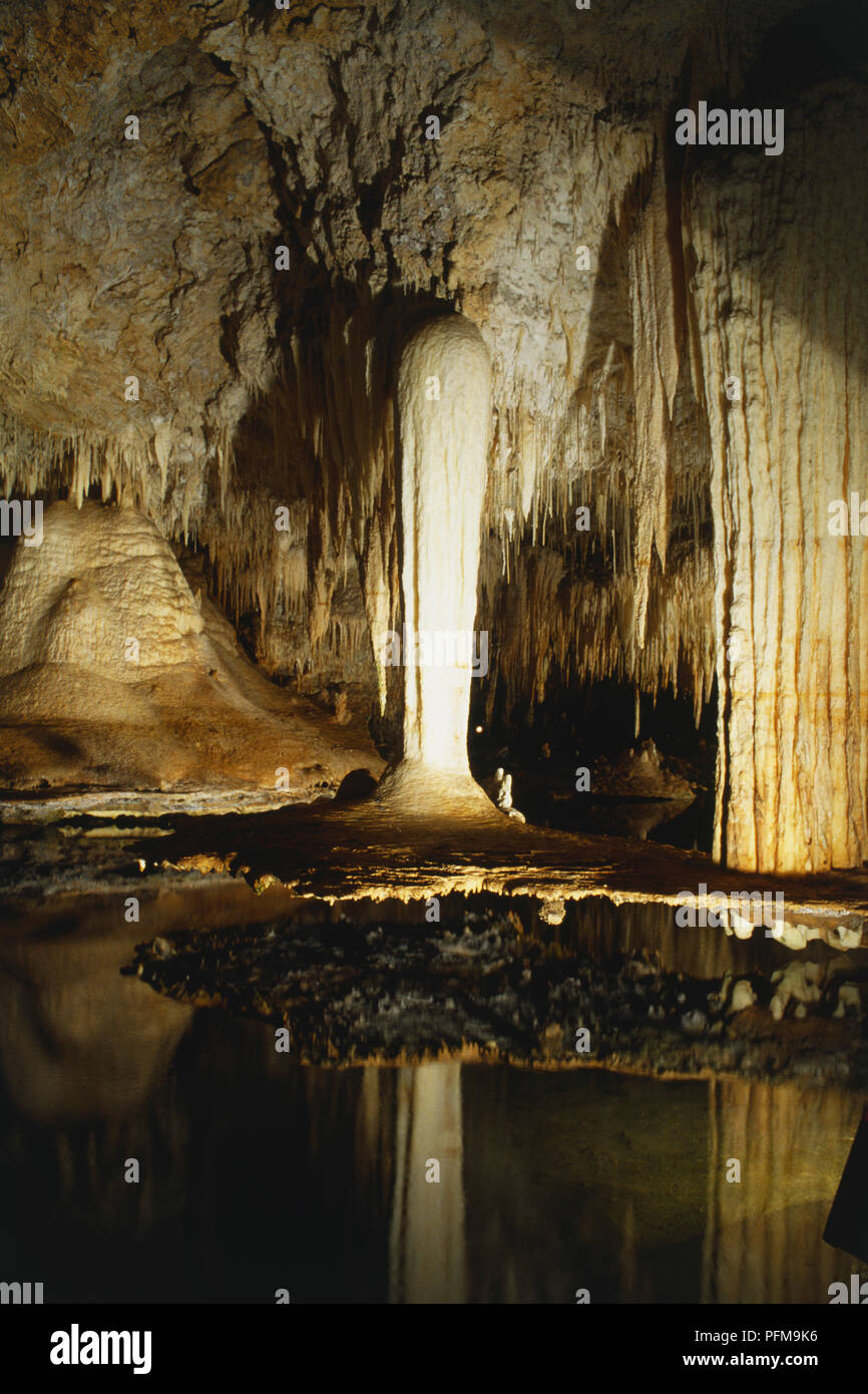 Interior of Lake Cave, near Margaret River, a fairland of limestone ...