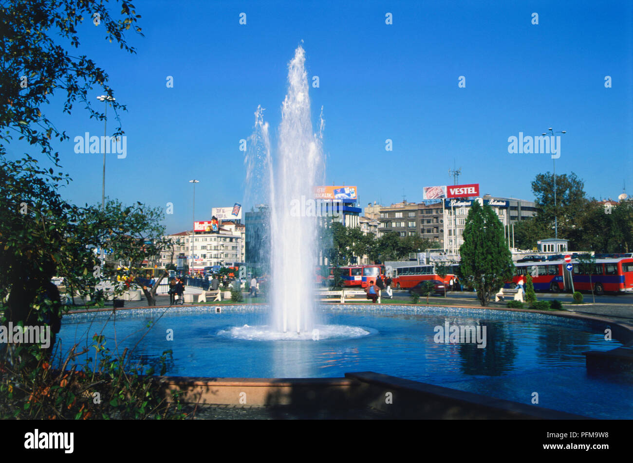 Asia, Turkey, Istanbul, fountain in the park at the centre of Taksim ...