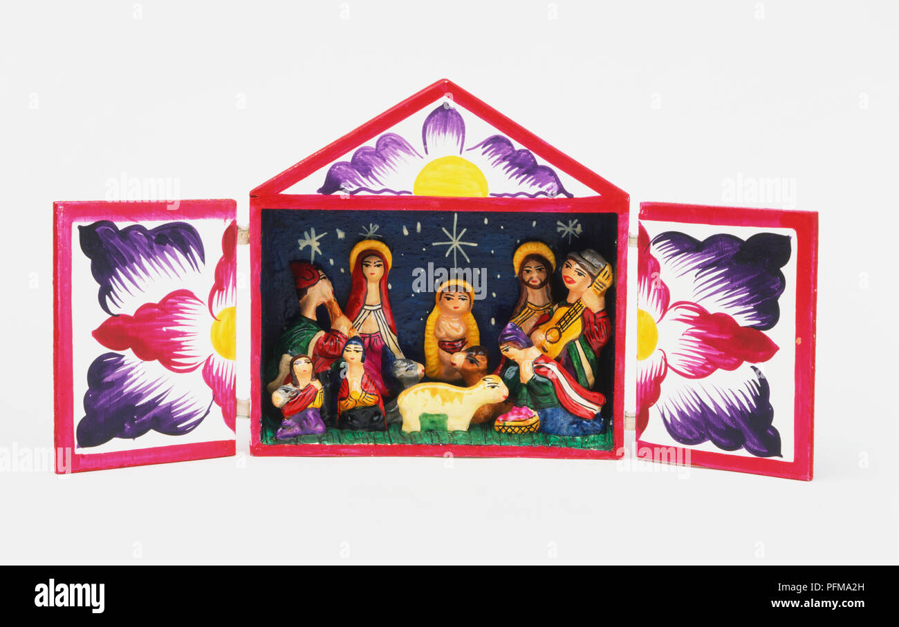 Illustrated Peruvian Nativity scene Stock Photo - Alamy