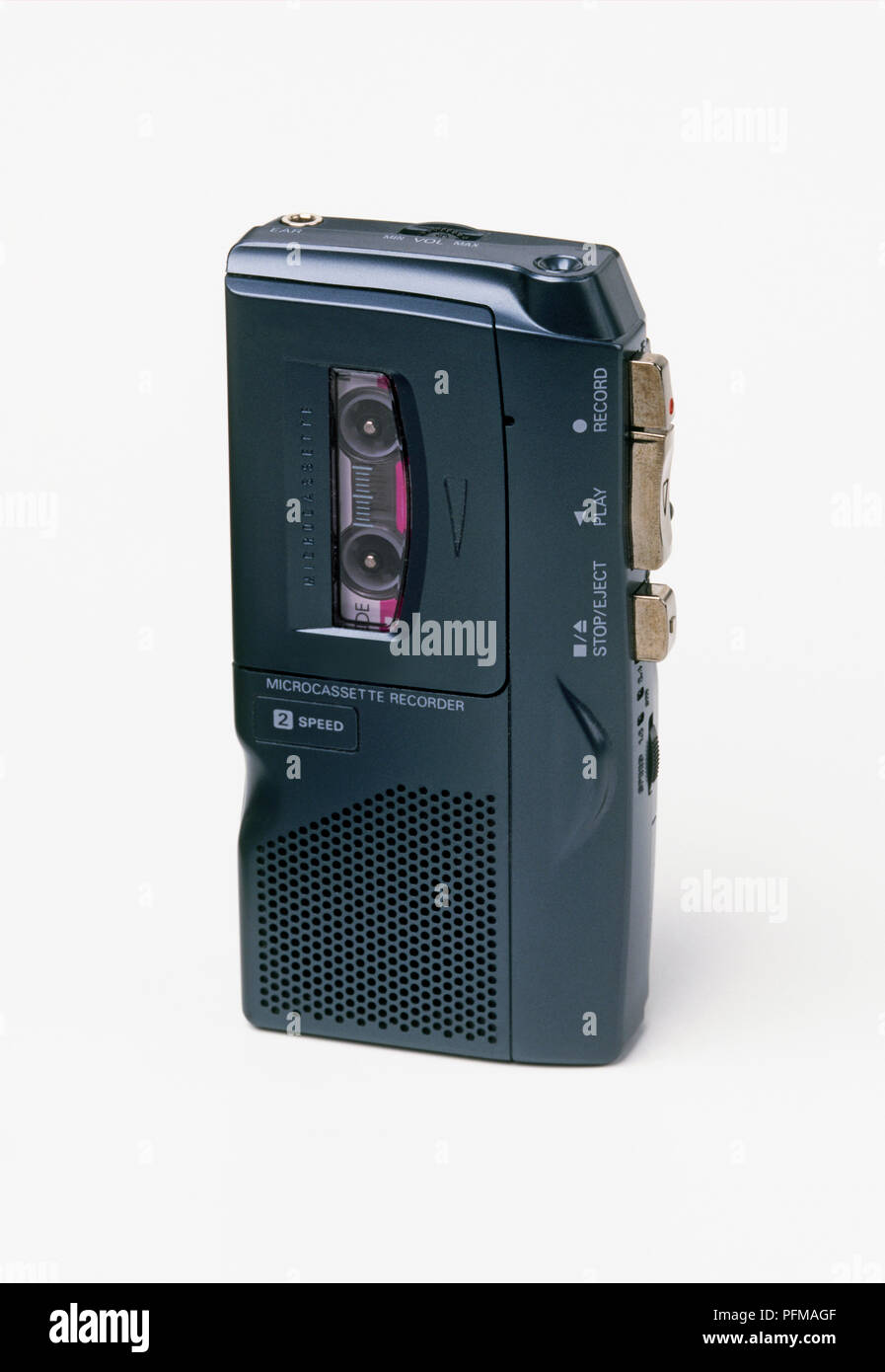 Dictaphone with cassette tape inside it Stock Photo - Alamy
