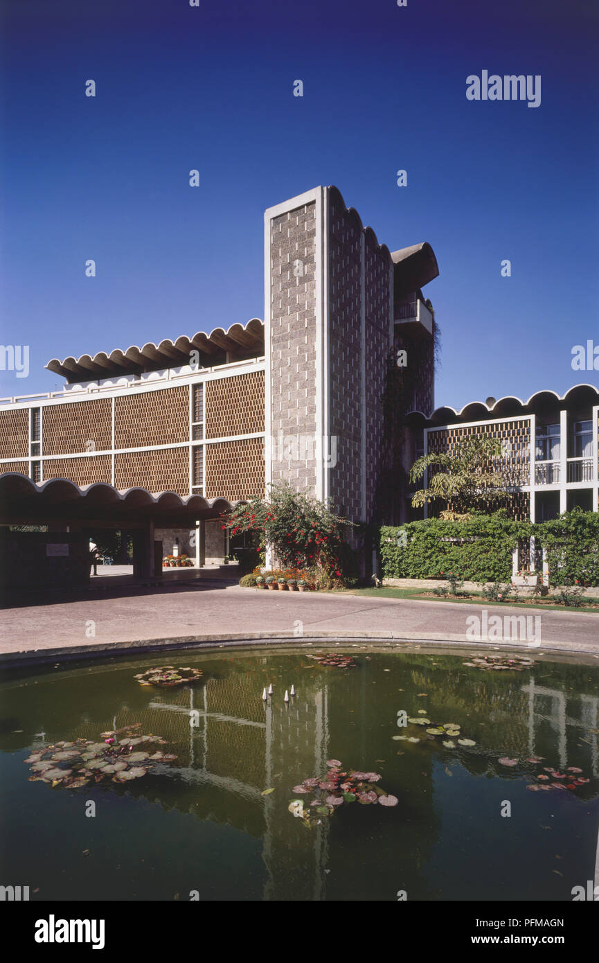 India, Delhi, exterior of the India International Centre, plain modern ...