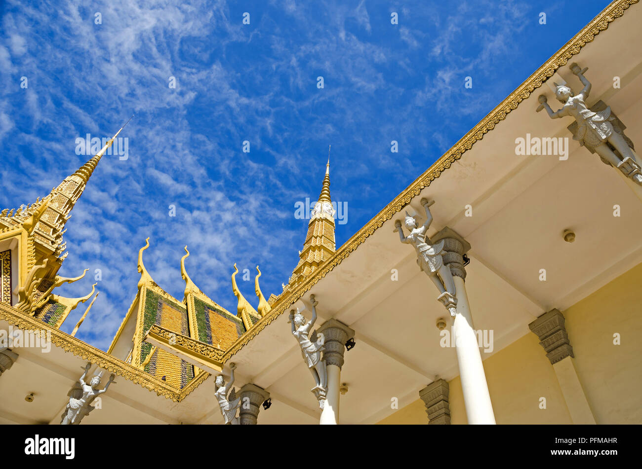 Phnom Penh, Cambodia - April 8, 2018: Classic Khmer roof of The Throne ...
