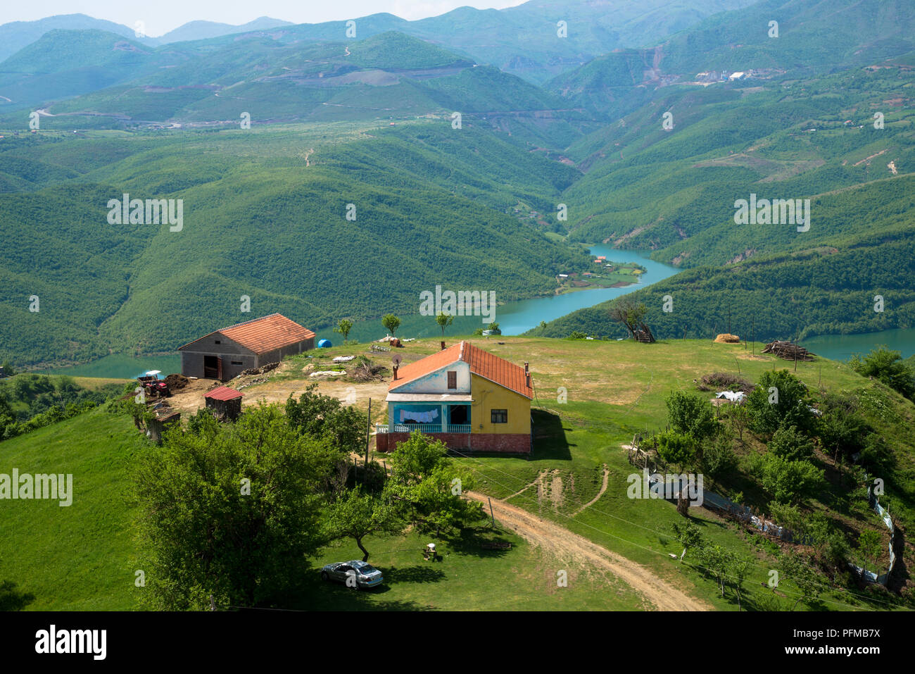 view of north east Albanian landscape with green mountains Stock Photo ...