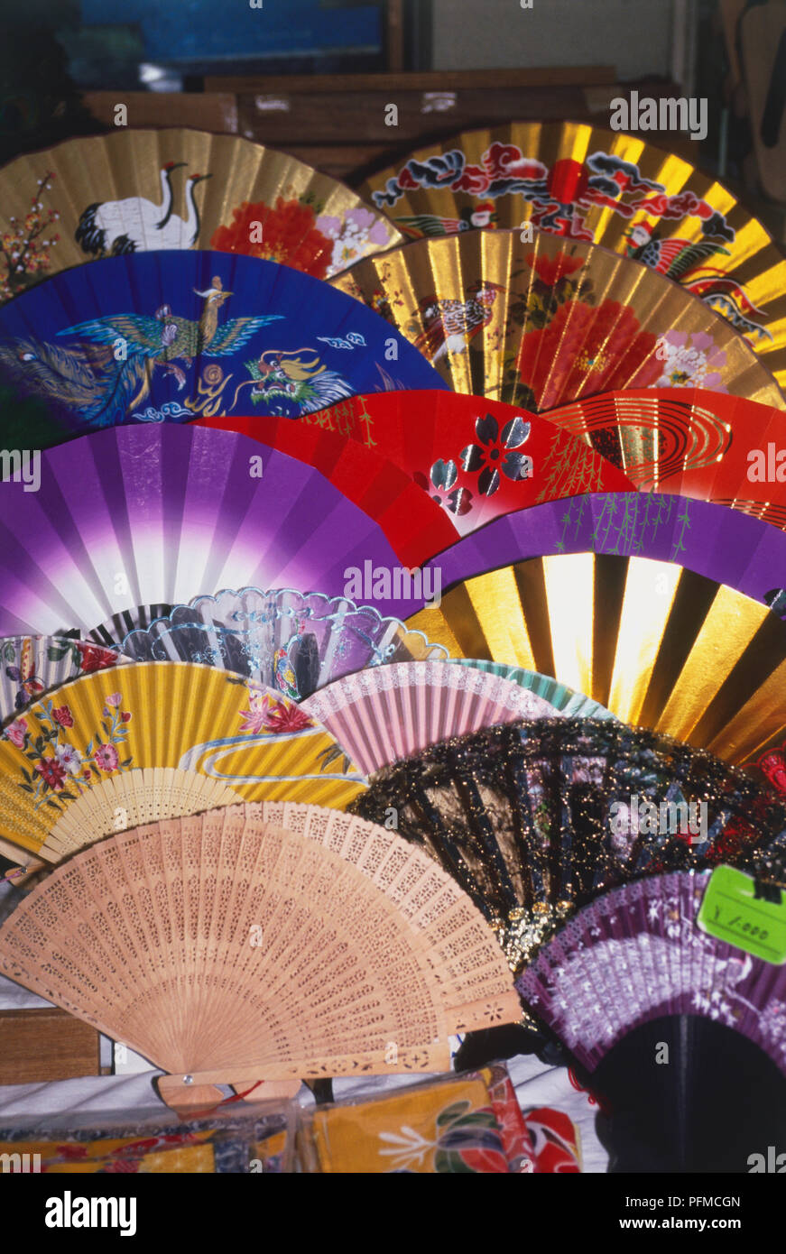 Colourful display of Japanese fans for sale Stock Photo - Alamy