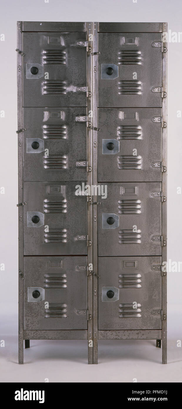 Metal lockers, close-up, front view Stock Photo - Alamy