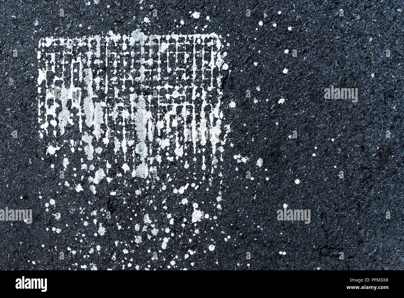 Grunge asphalt background with paint splash marks, top view urban ...