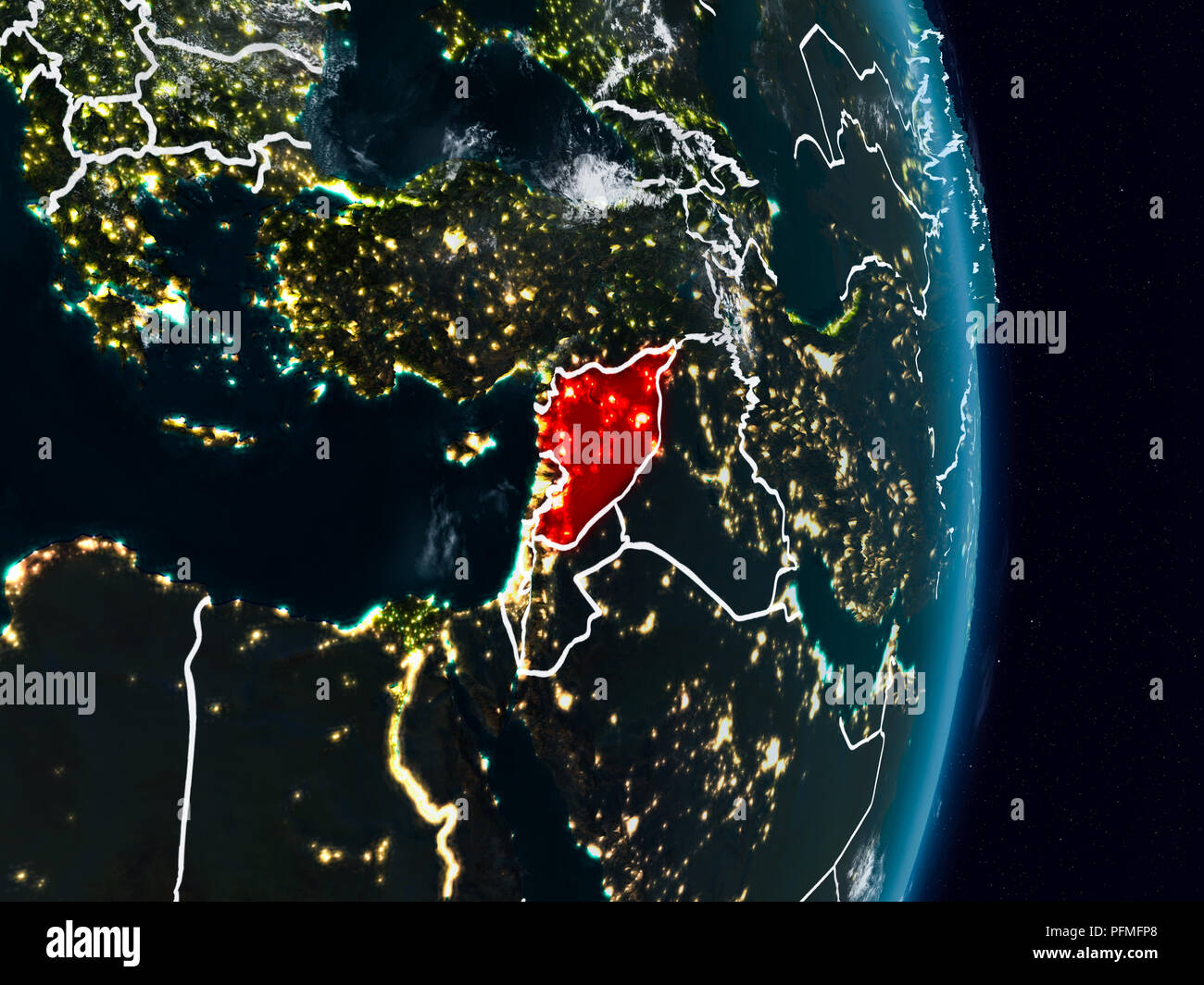 Syria 3d map borders hi-res stock photography and images - Alamy