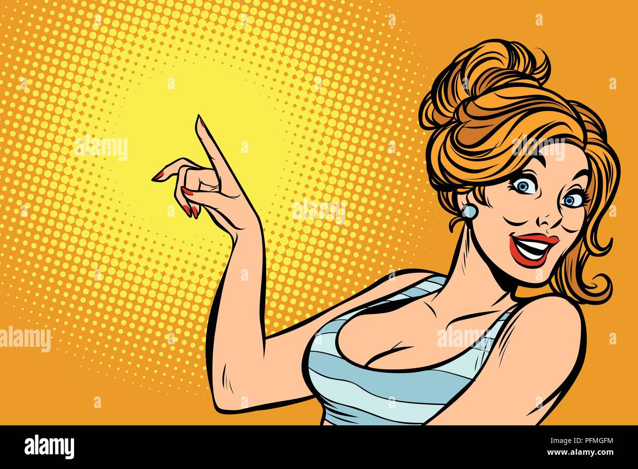 woman pointing finger. Comic cartoon pop art retro vector illustration drawing Stock Vector ...