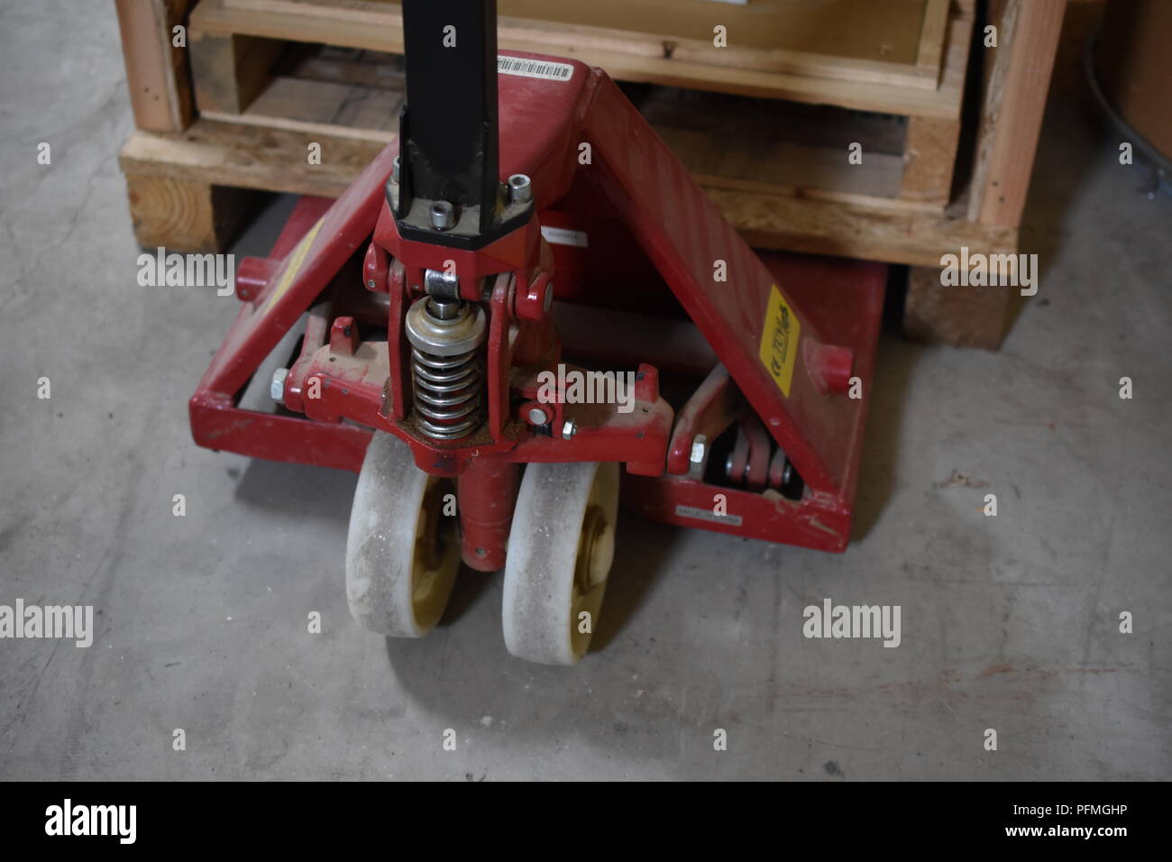 Pallet Jack with it's many uses to move freight in industry Stock Photo ...