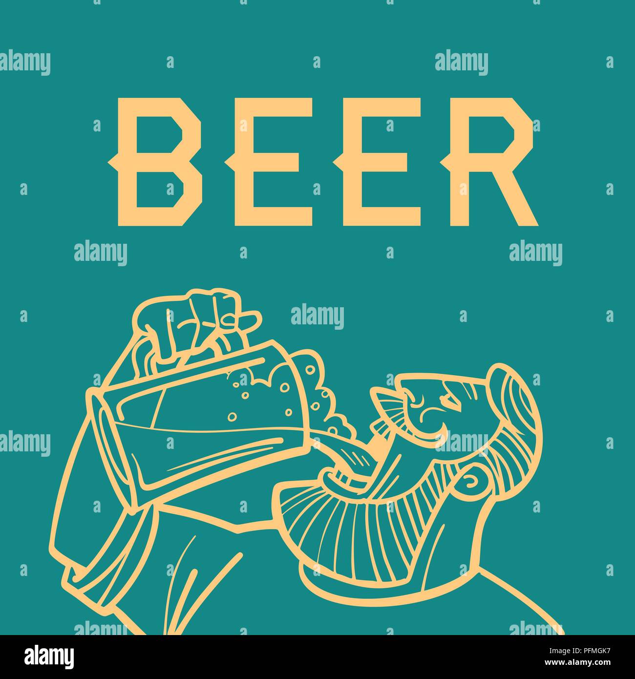 Beer man drinks logo. Comic cartoon pop art retro vector illustration ...