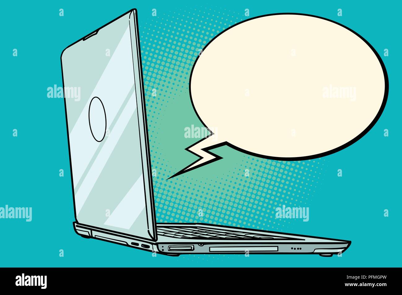 laptop comic book bubble. cartoon pop art retro vector illustration ...