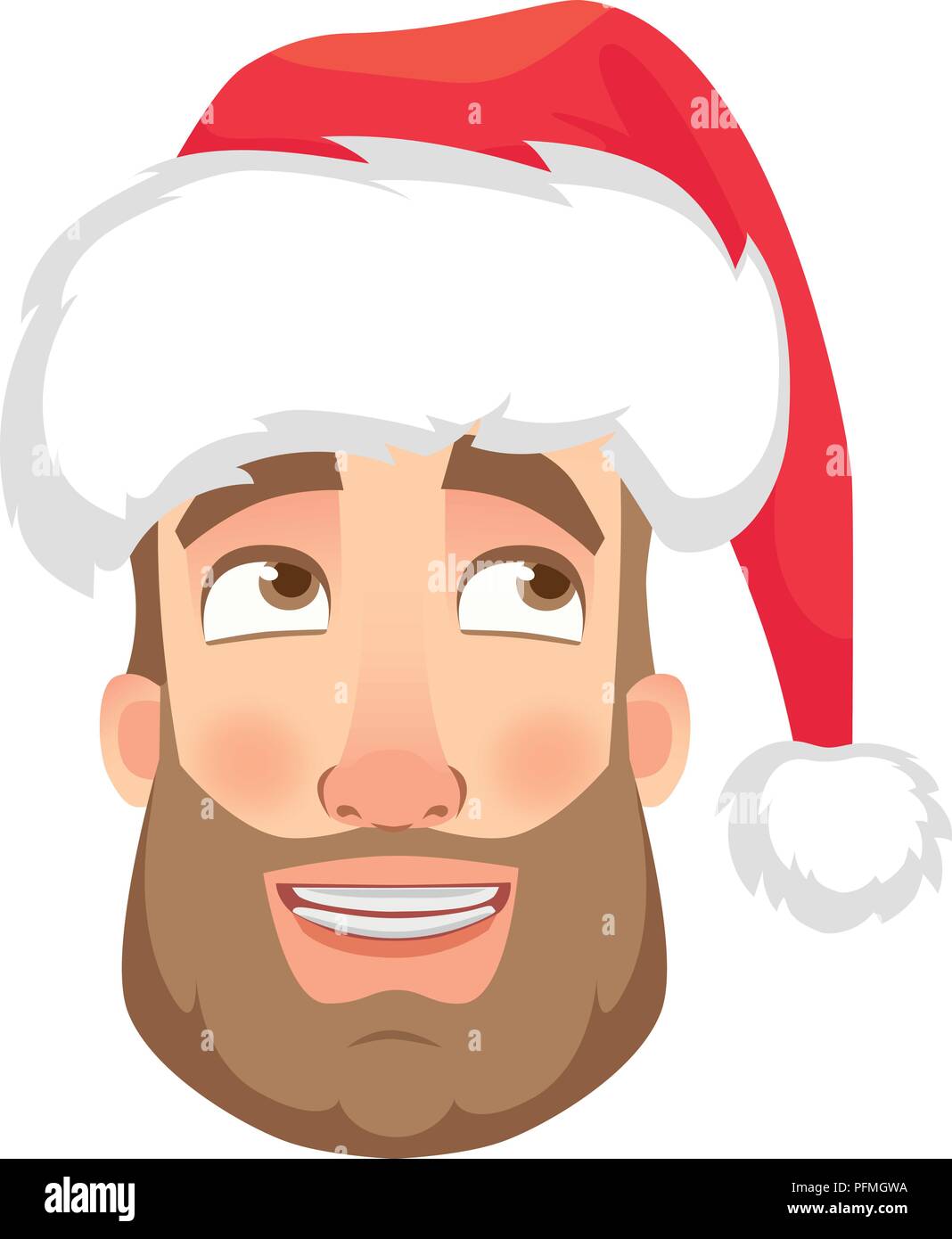 Head of a man in a Santa Claus hat. Man face expression. Human emotions ...