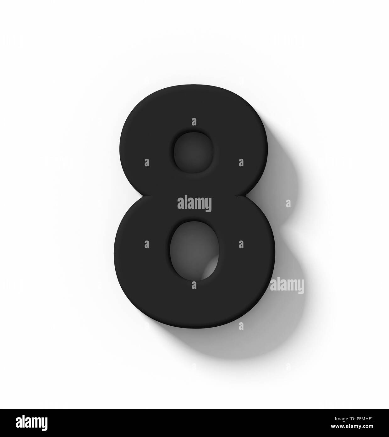number 8 3D black isolated on white with shadow - orthogonal projection ...