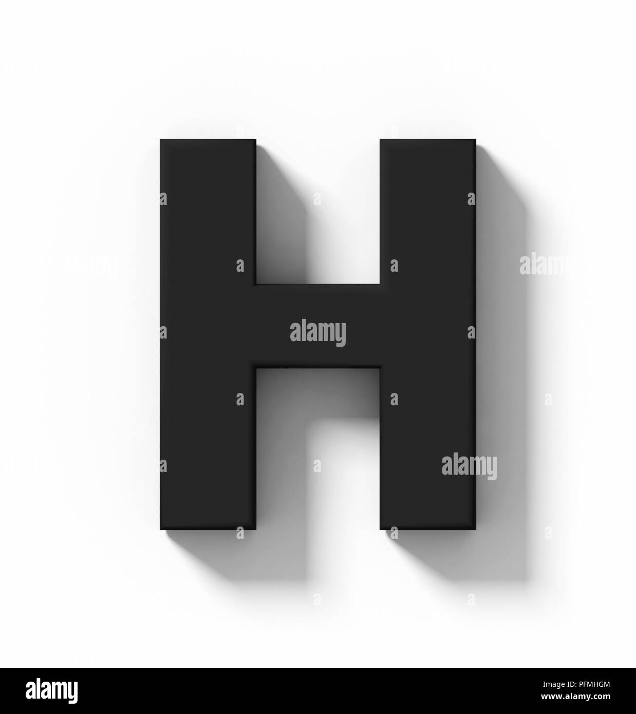 letter H 3D black isolated on white with shadow - orthogonal projection ...