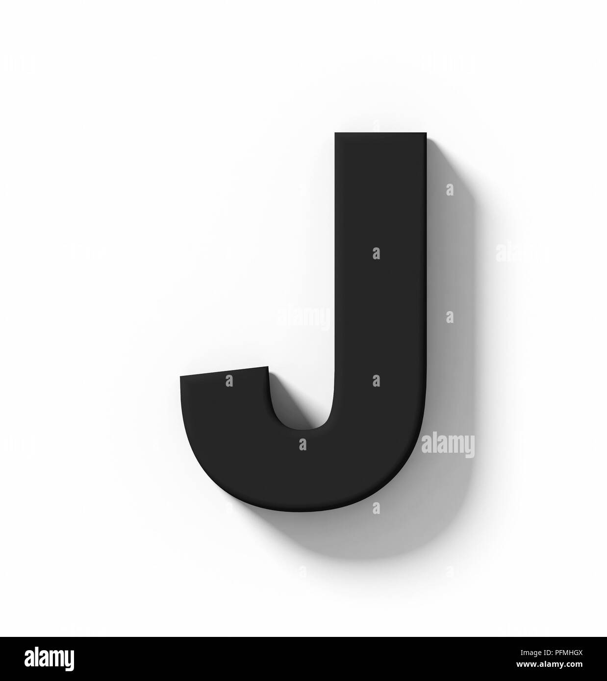 letter J 3D black isolated on white with shadow - orthogonal projection ...