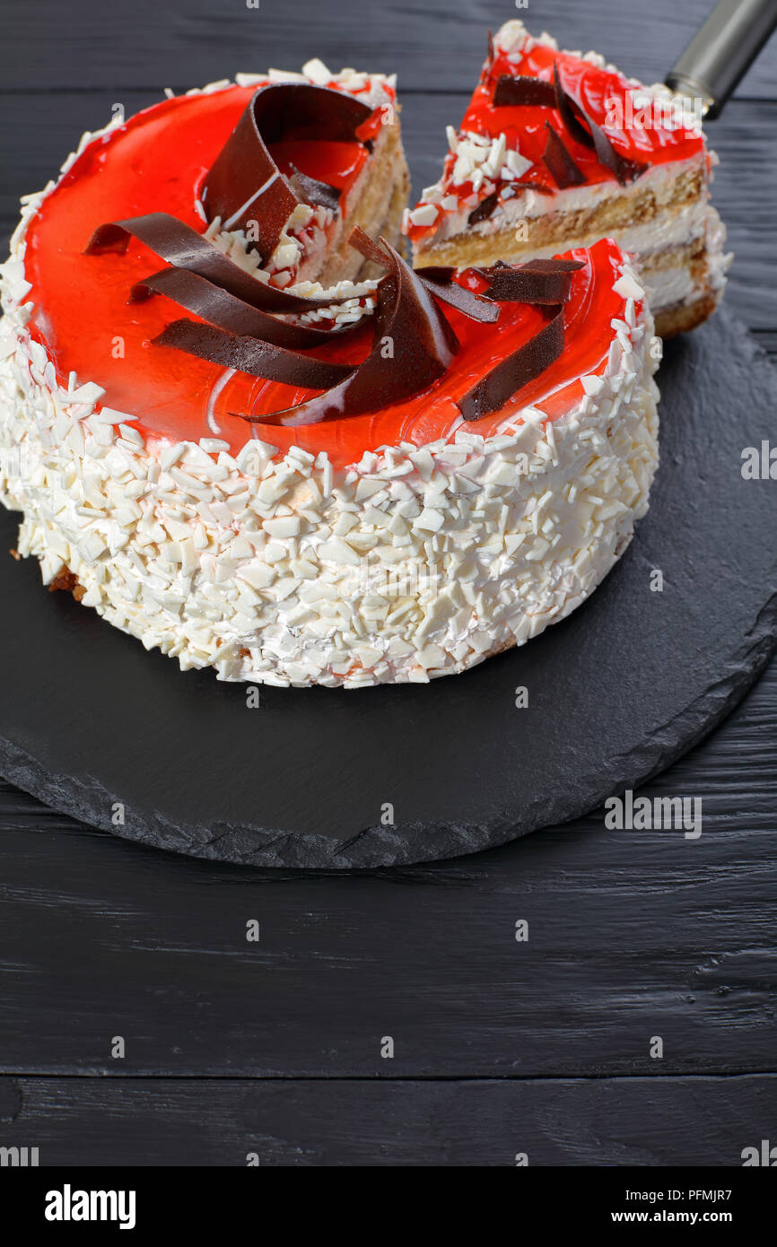 delicious torte layered with cream cheese mousse decorated with white ...