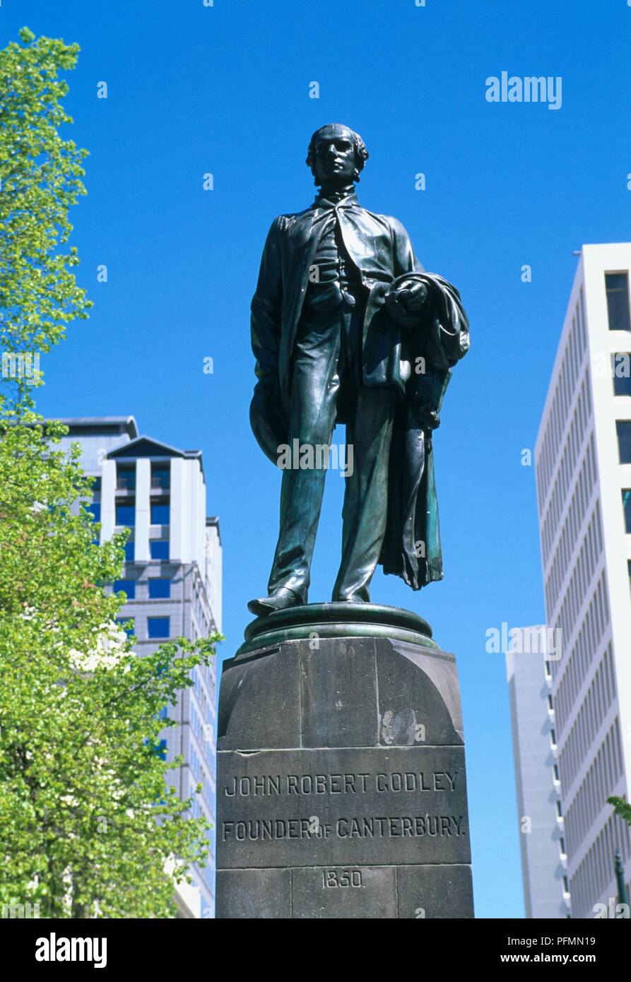 New Zealand, Christchurch, statue of John Robert Godley in Cathedral ...