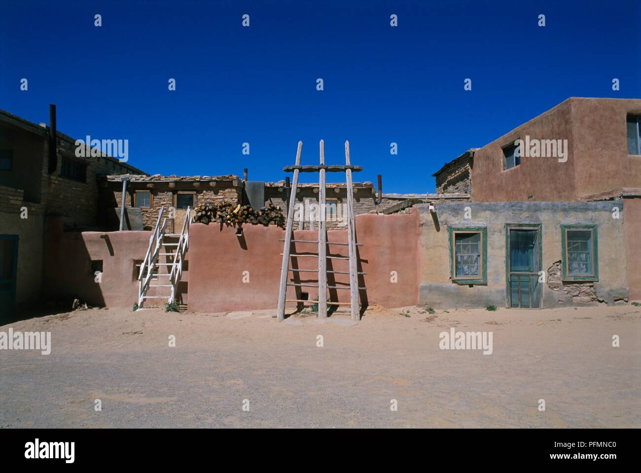 USA, New Mexico, Acoma, houses in traditional pueblo village Stock ...