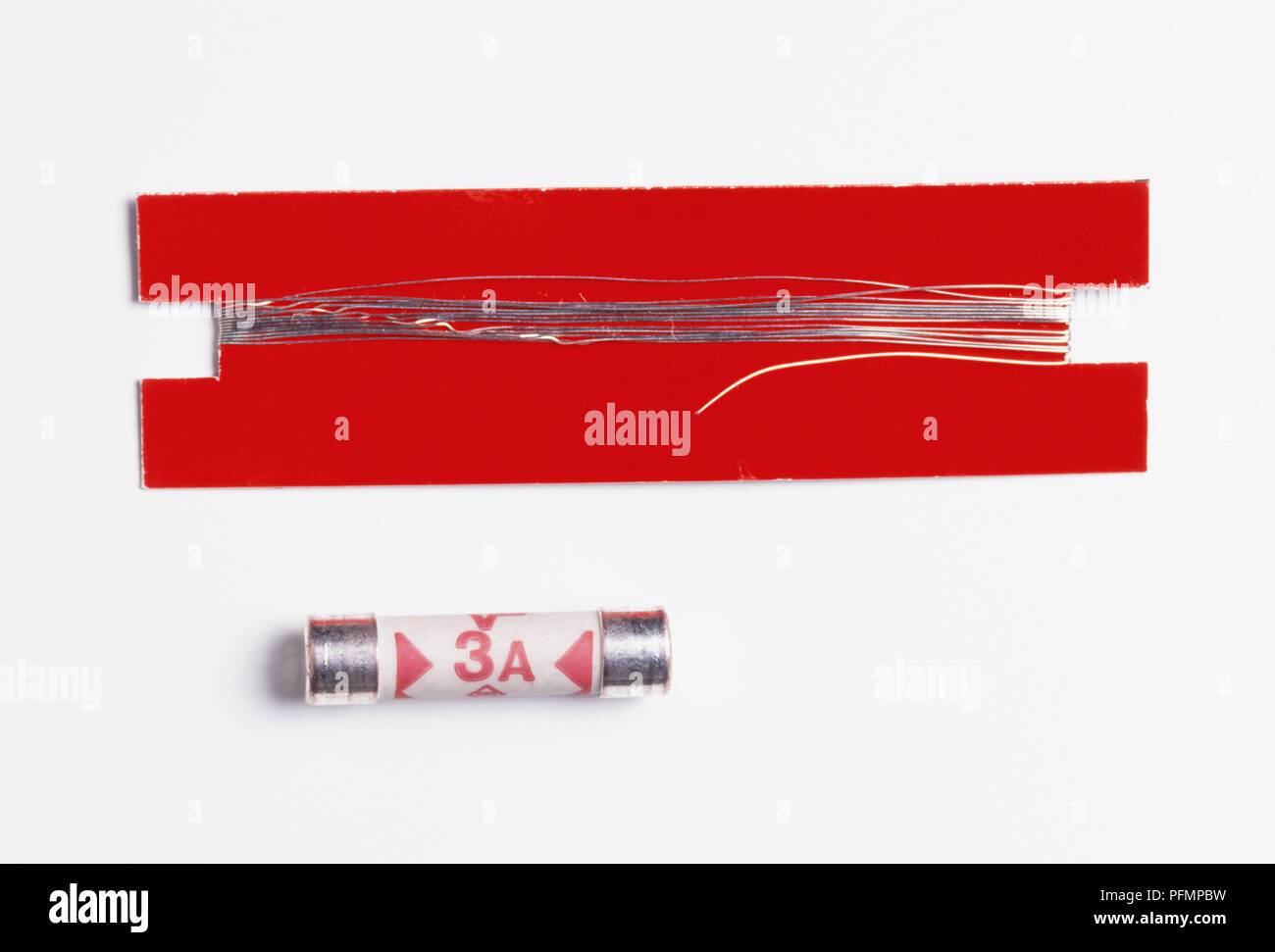 3 amp fuse, fuse wire wound around a strip of card Stock Photo - Alamy