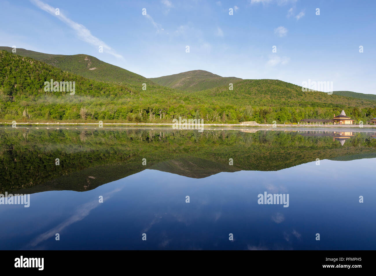 Crawford Train Depot from Saco Lake in Carroll, New Hampshire Stock ...