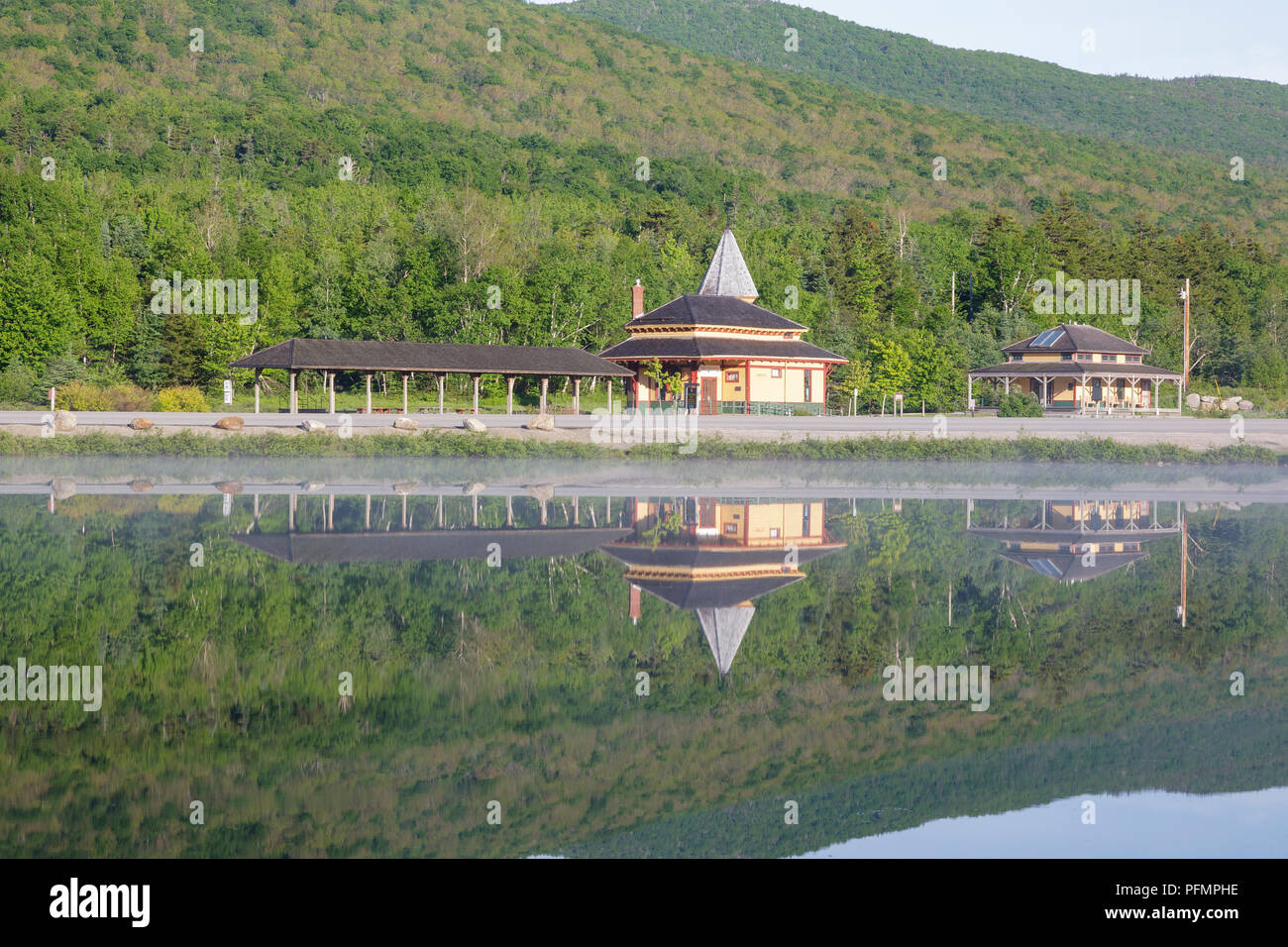 Crawford Train Depot from Saco Lake in Carroll, New Hampshire Stock ...