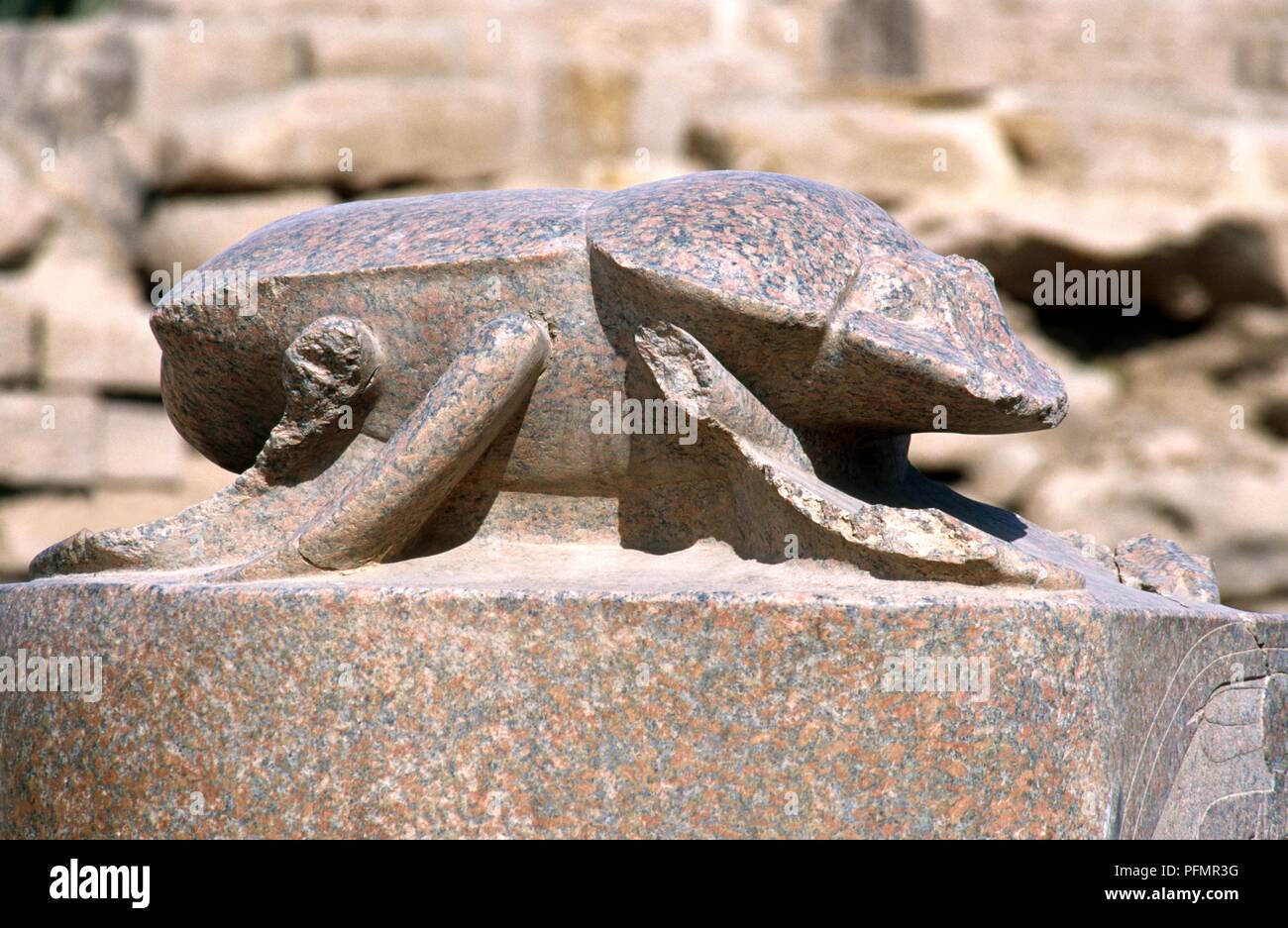 Egypt, Karnak, Temple of Amun, statue of a scarab beetle Stock Photo ...