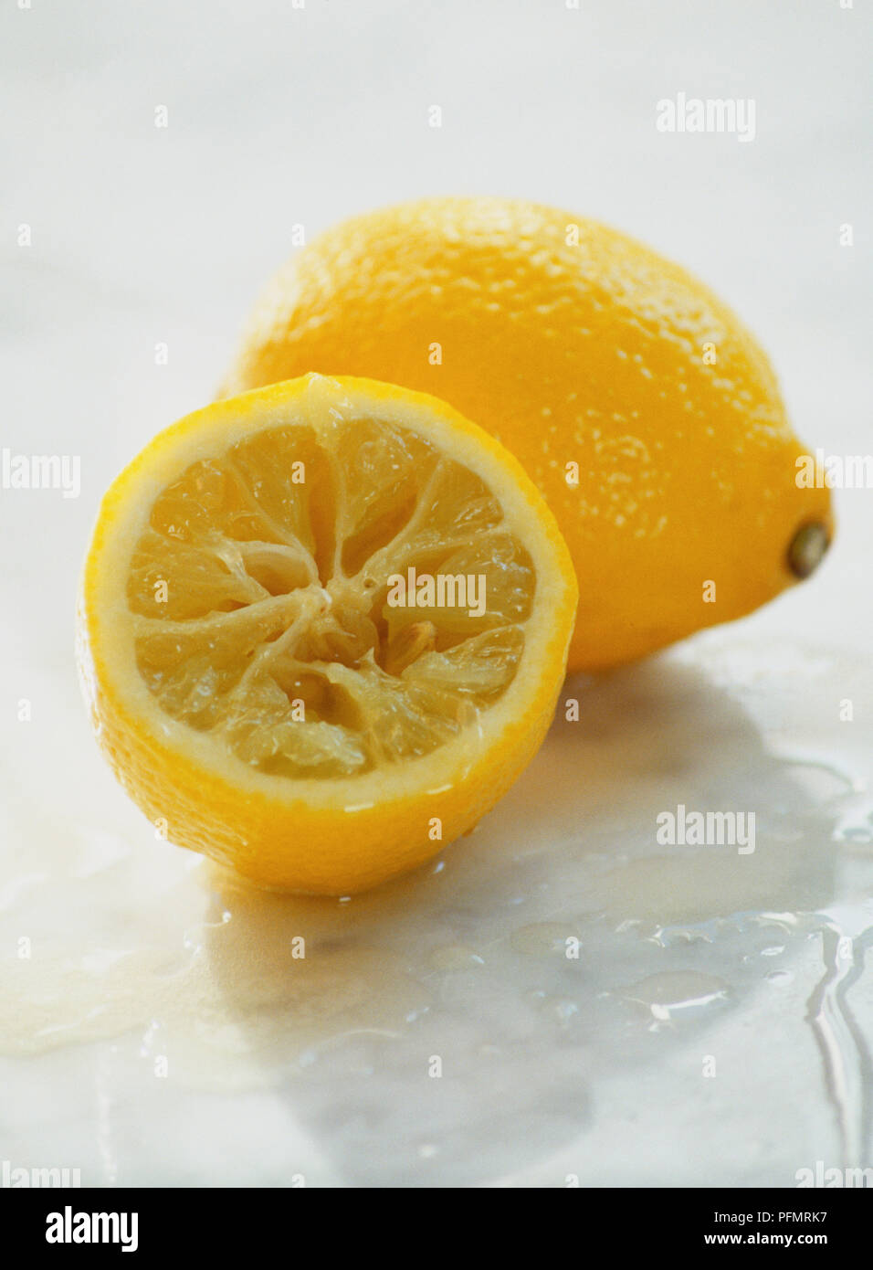 Citrus x Limon, Lemon, halved, squeezed lemon with pip showing, and ...