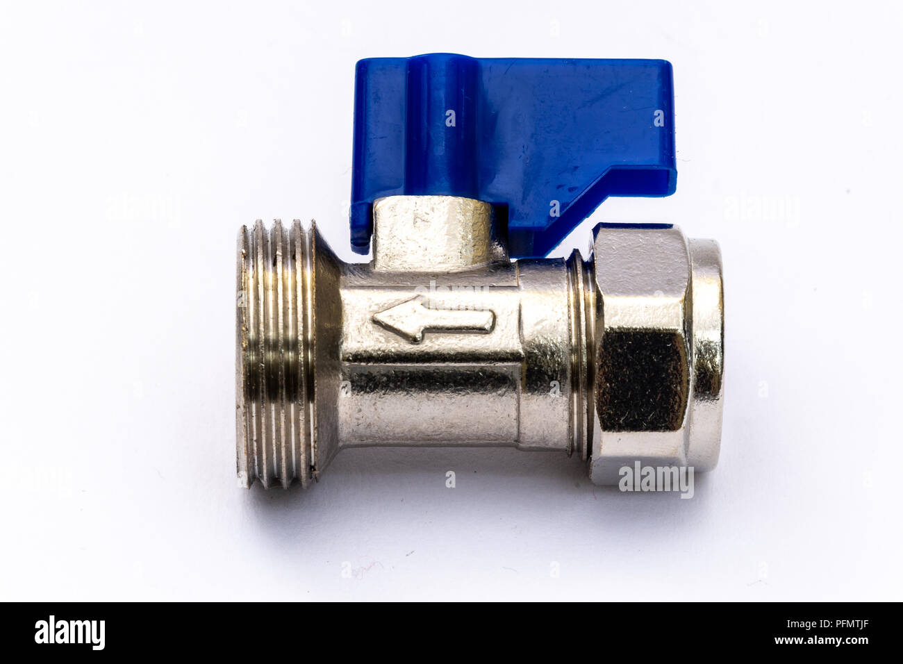 Washing machine cold water isolation tap on a white background Stock ...