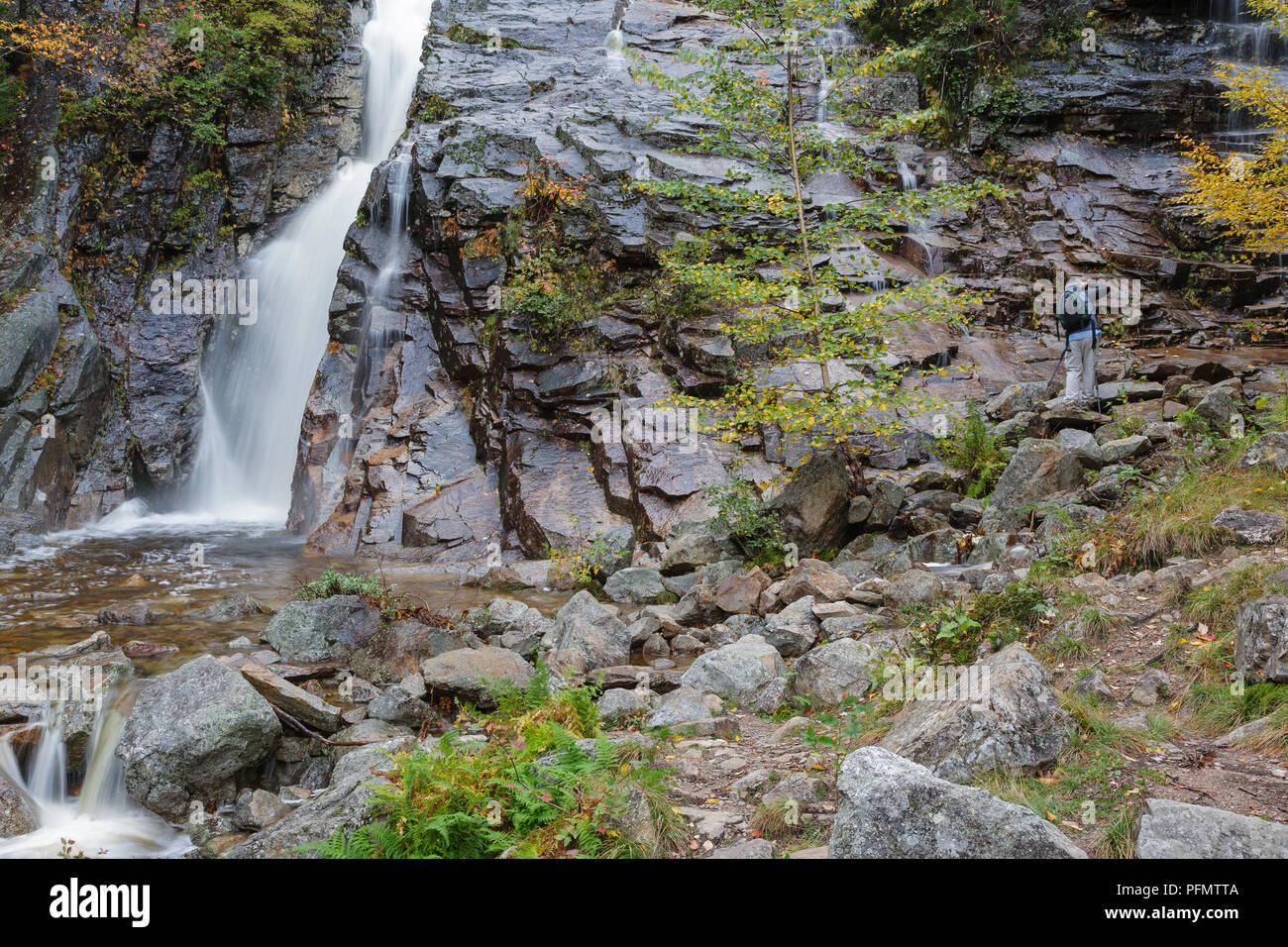 Silver Cascade in Hart’s Location, New Hampshire during the autumn ...
