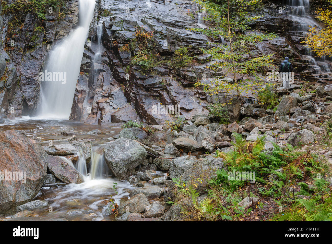 Silver Cascade in Hart’s Location, New Hampshire during the autumn ...
