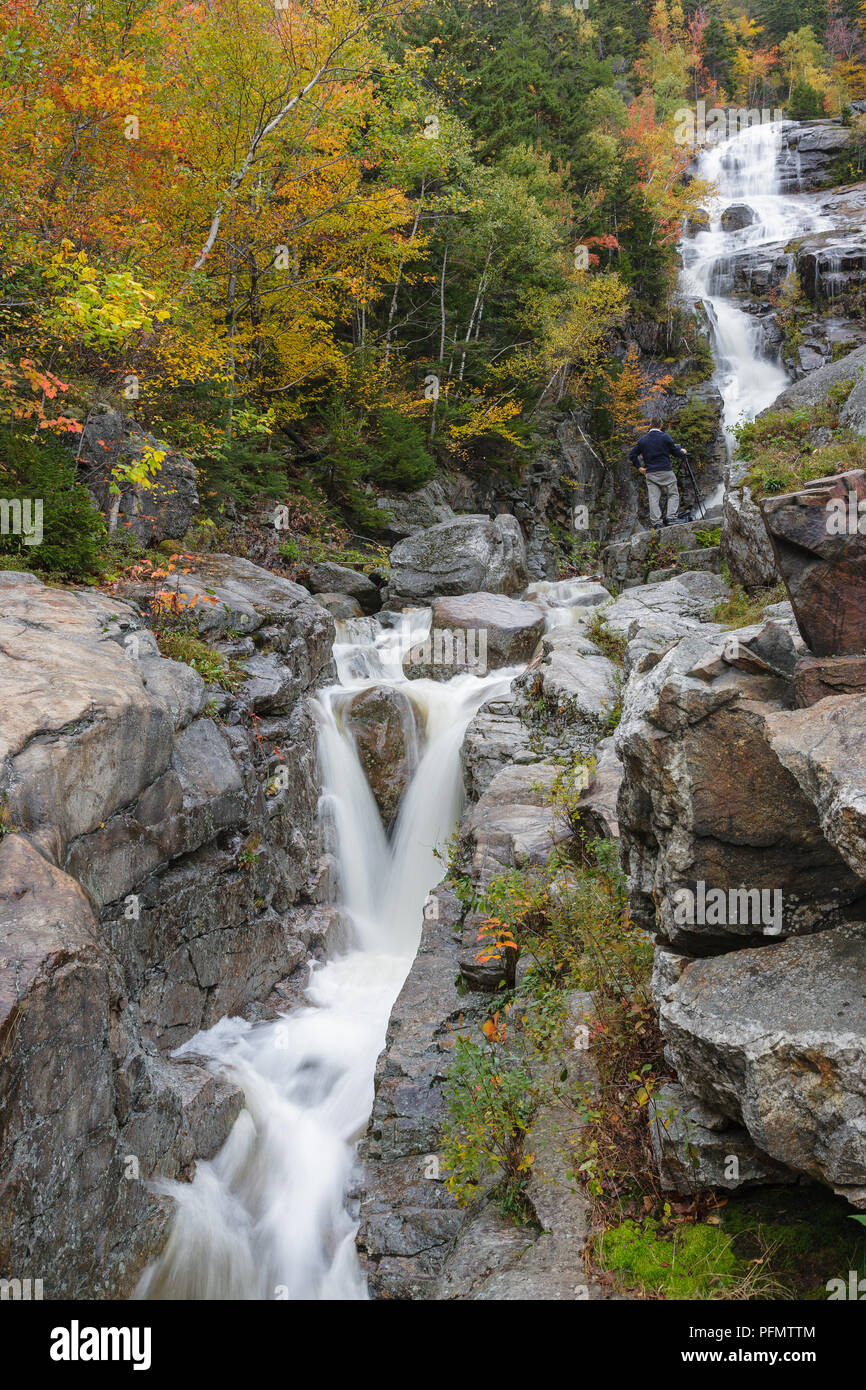 Silver Cascade in Hart’s Location, New Hampshire during the autumn ...