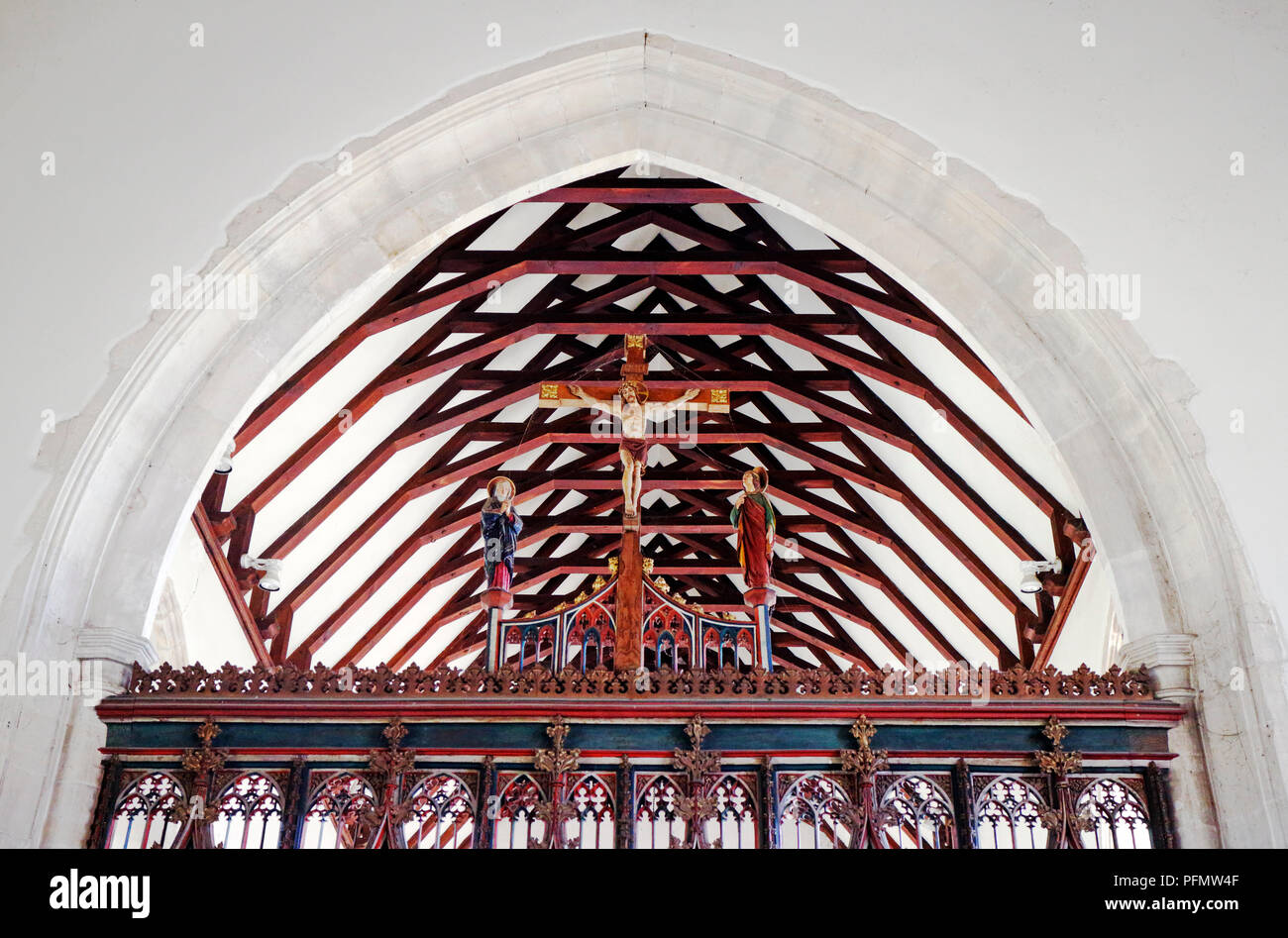 A view of the chancel arch, chancel roof, and rood, in the parish ...