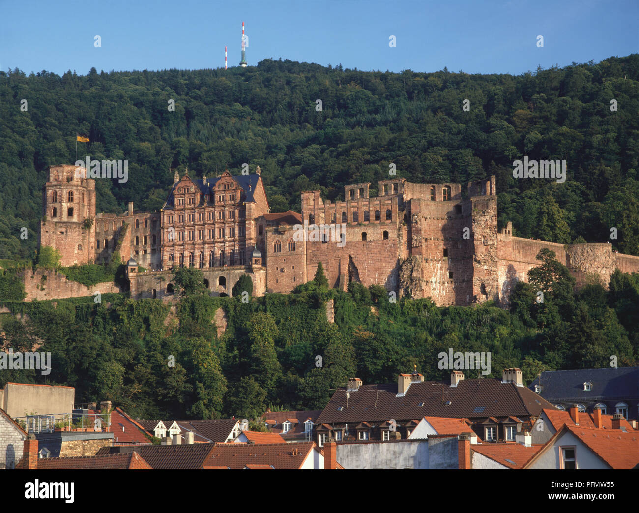 Germany, view of the ruin of the Heidelberg Castle, a Gothic ...