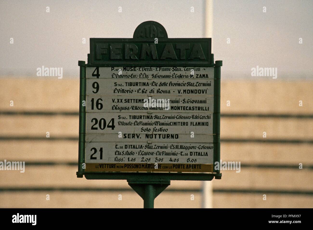 Italy, Rome, bus stop sign Stock Photo - Alamy