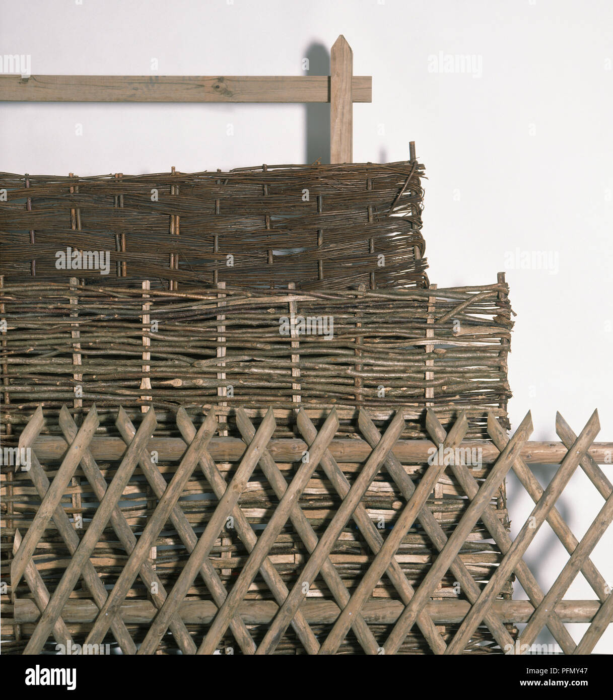 Collection of garden fences, including horizontal bar, woven willow ...