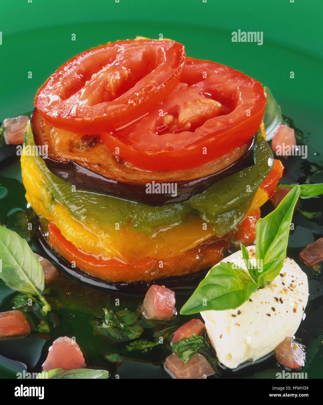 Layered Mediterranean Gateau - Mediterranean vegetables in a stack with ...