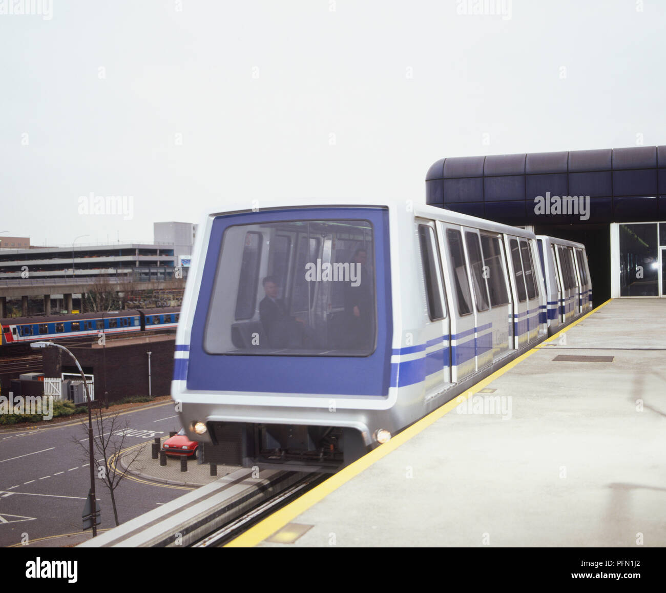 Airport transit train, front view Stock Photo - Alamy