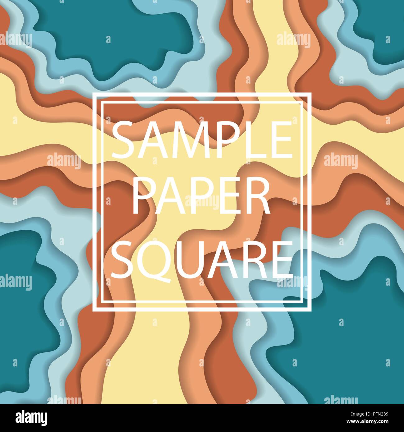 Abstract blue and yellow background with cut paper elements and sample ...
