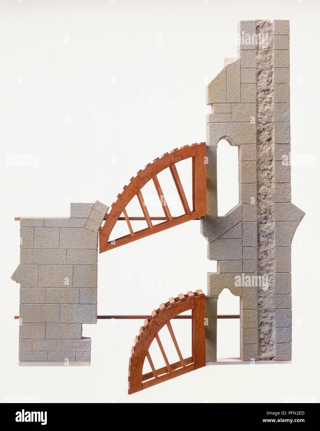 Cross-section model of cathedral wall showing construction of a flying ...