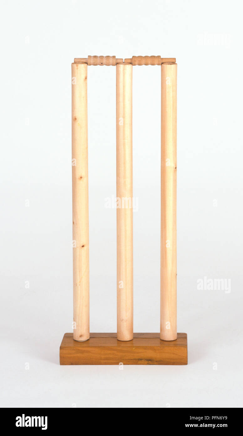 Wooden wicket and bails, front view Stock Photo - Alamy