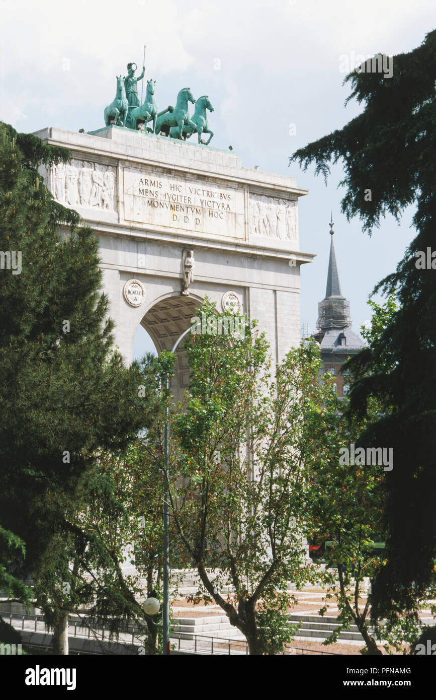 Spain, Madrid, the imposing Arco de la Victoria, erected in 1956 and ...