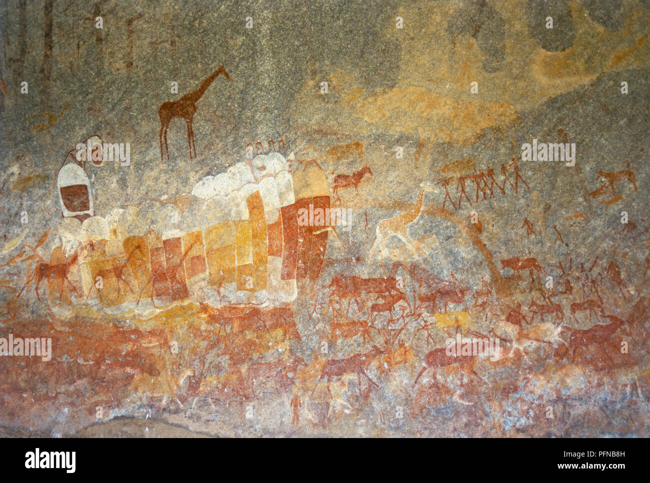 Inanke rock paintings in a cave in the Matobo National Park, Zimbabwe ...