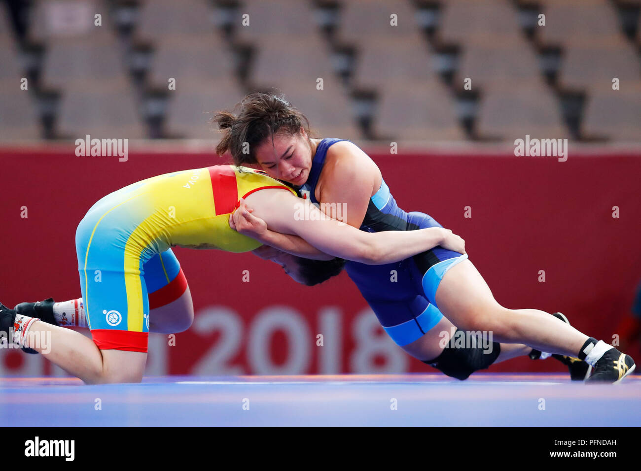 Jakarta, Indonesia. 21st Aug, 2018. (L to R) Bakbergenova Zhamila (KAZ ...