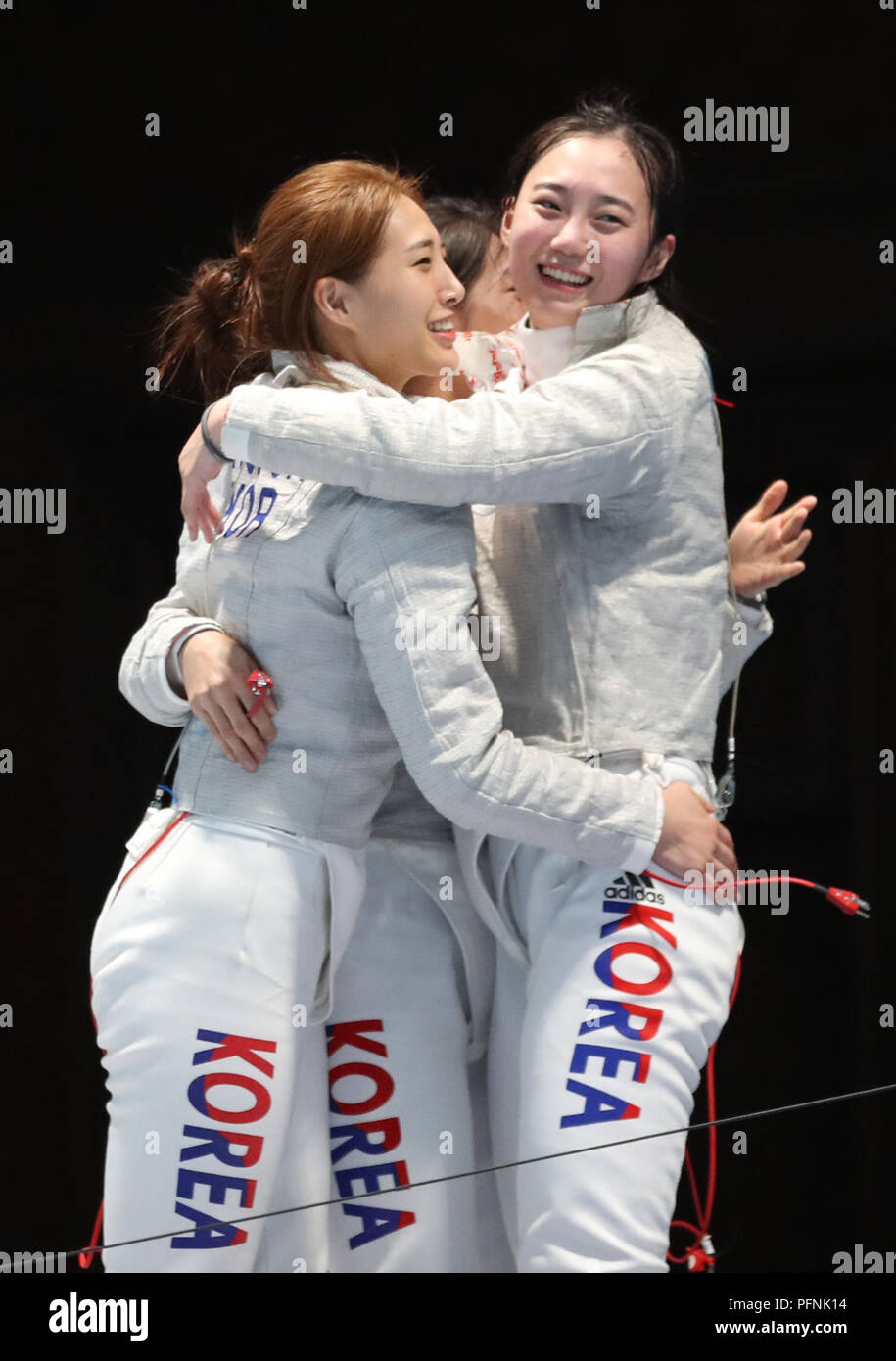 22nd Aug, 2018. S. Korea's Asiad fencing gold South Korean women's ...