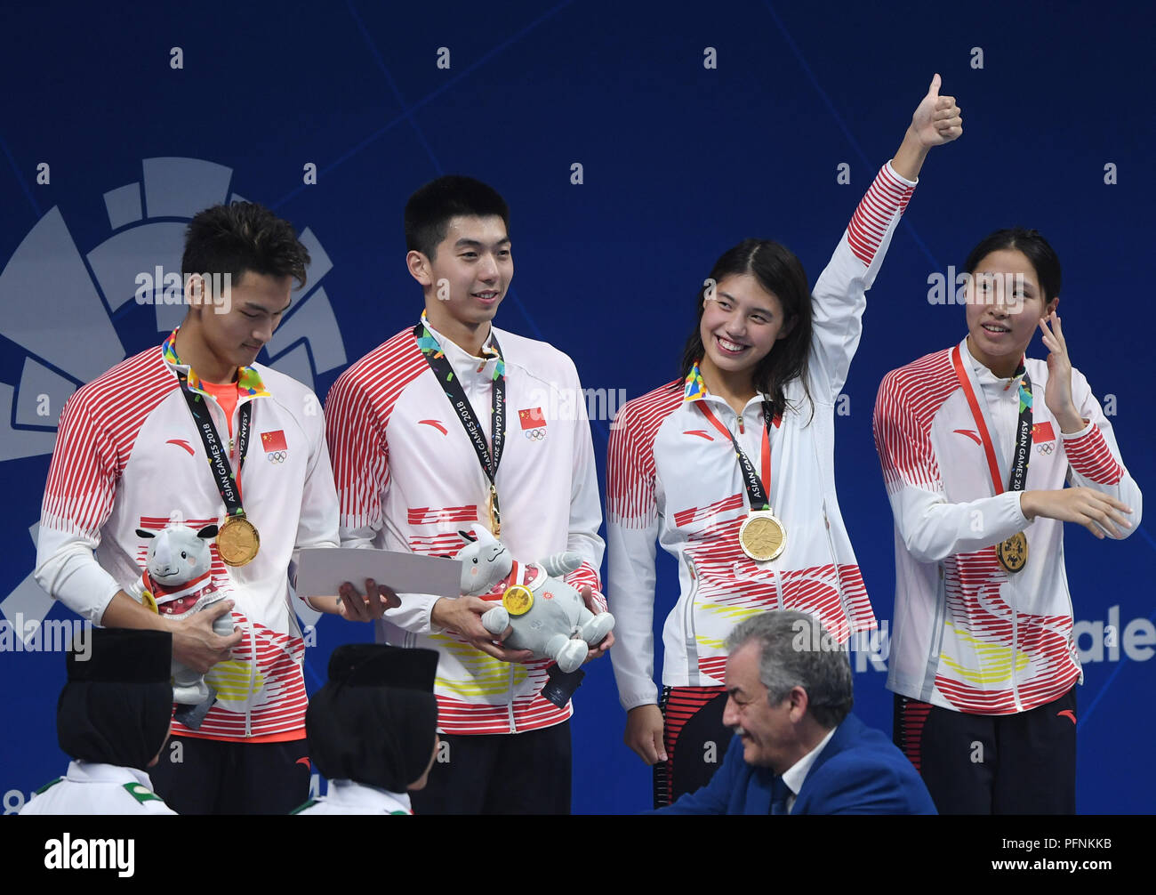 Jakarta, Indonesia. 22nd Aug, 2018. Xu Jiayu, Yan Zibei, Zhang Yufei ...