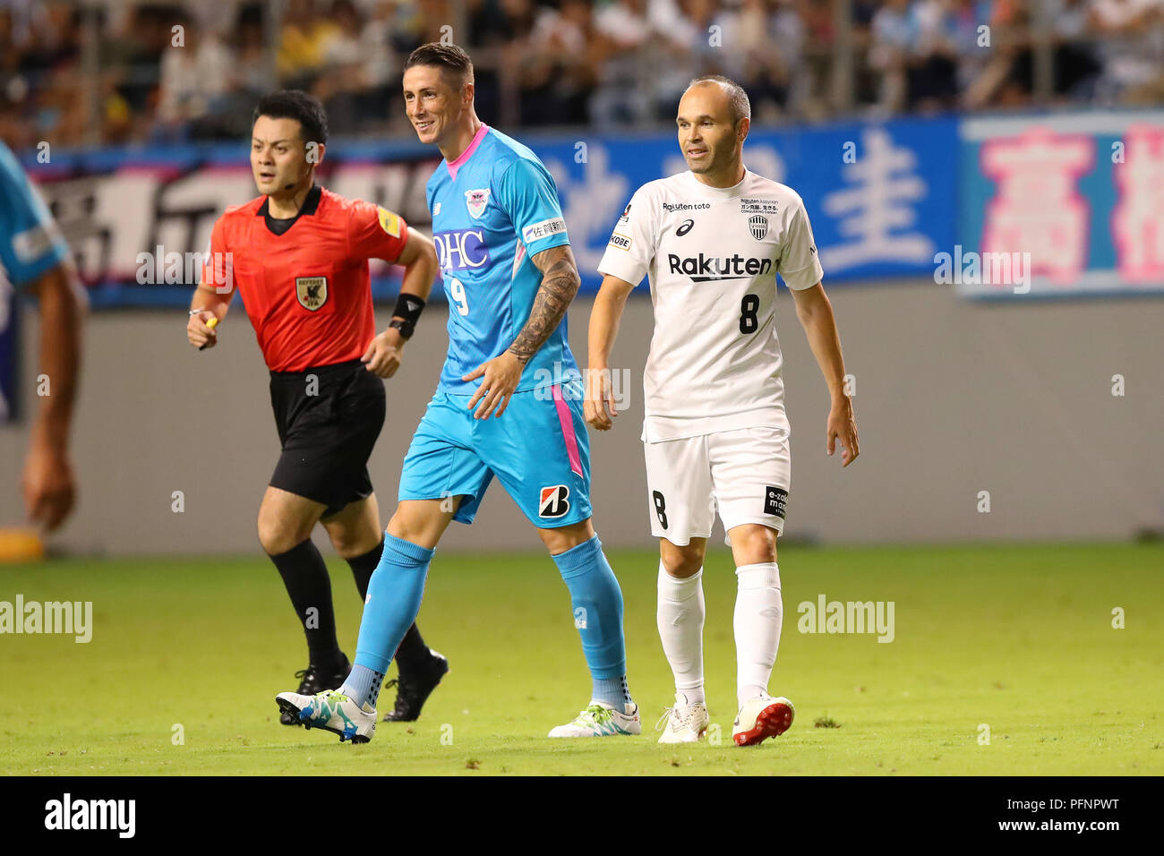 Best Amenity Stadium, Saga, Japan. 22nd Aug, 2018. (L to R) Fernando Torres (Sagan), Andres ...