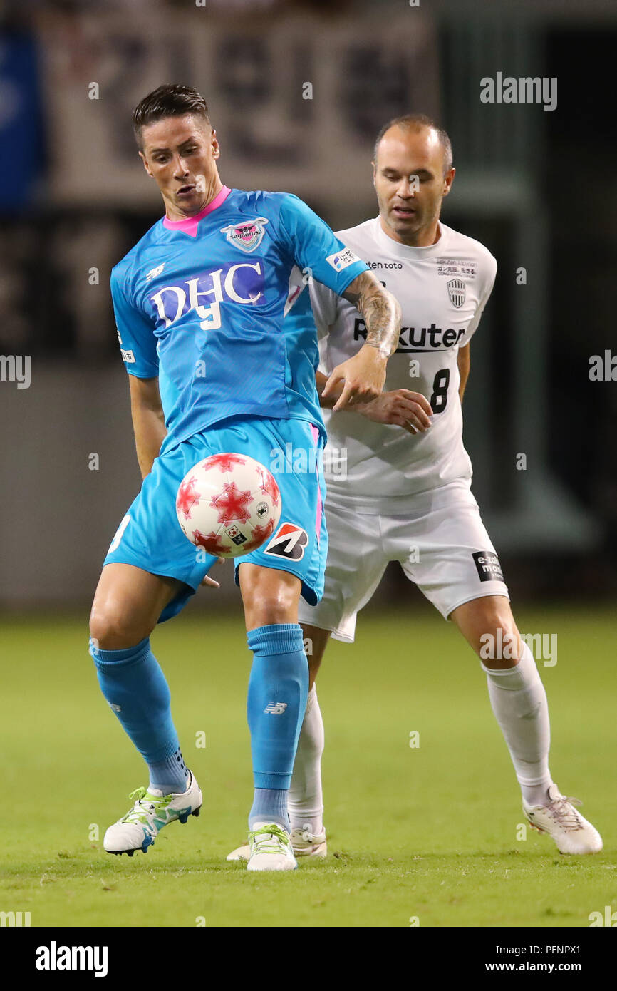 Best Amenity Stadium, Saga, Japan. 22nd Aug, 2018. (L to R) Fernando Torres (Sagan), Andres ...