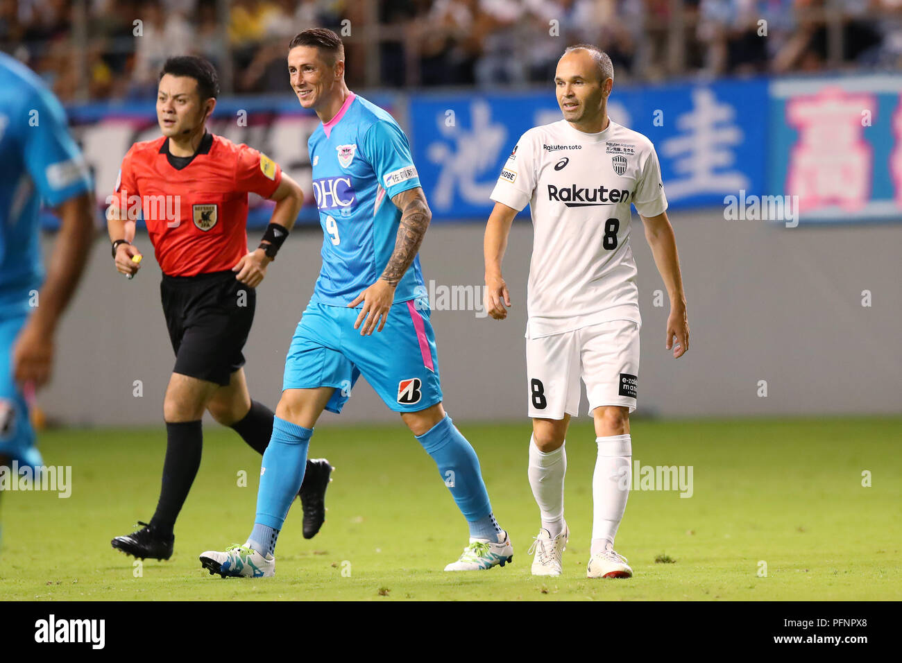 Best Amenity Stadium, Saga, Japan. 22nd Aug, 2018. (L to R) Fernando Torres (Sagan), Andres ...